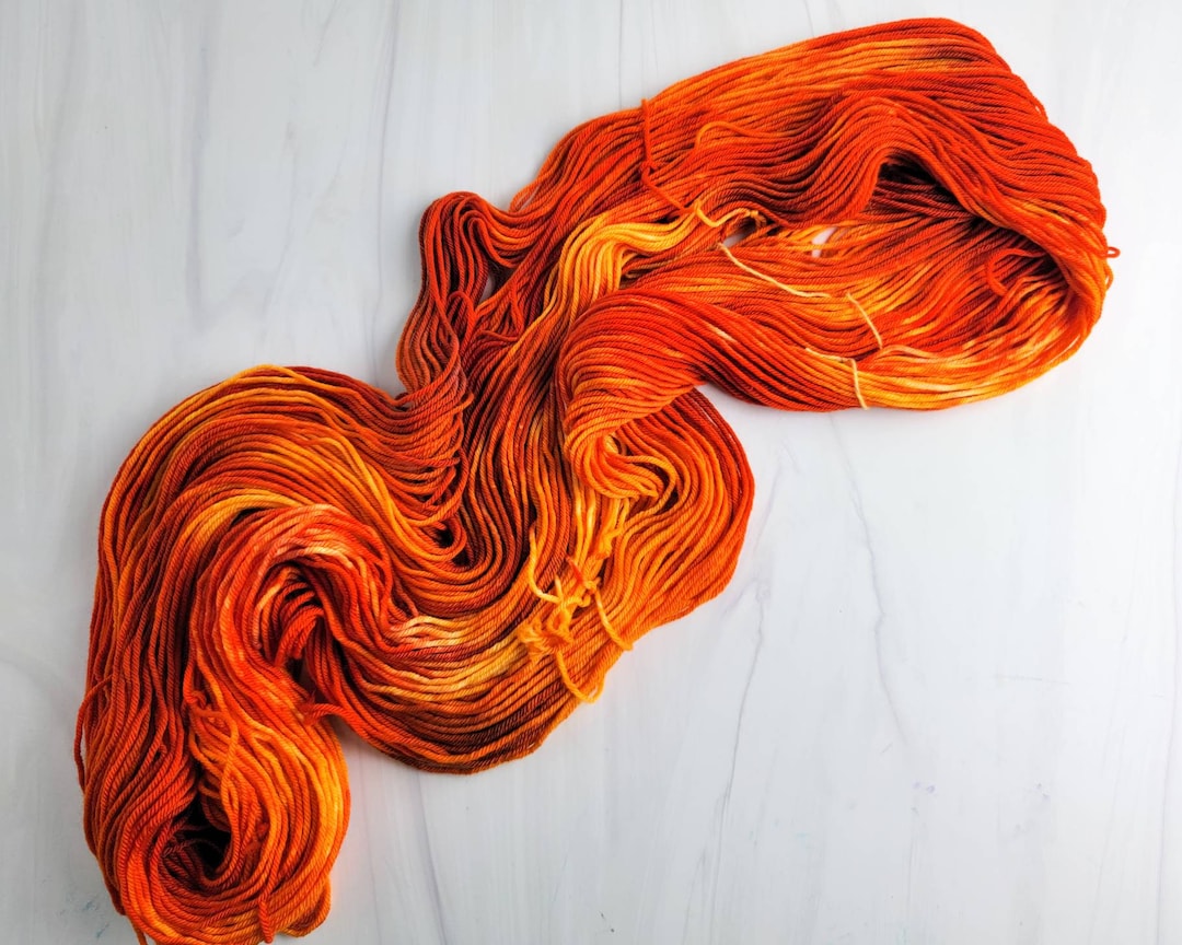 Fire - Hand Dyed Tonal Solid Yarn - Fingering to Worsted Weight Choose ...