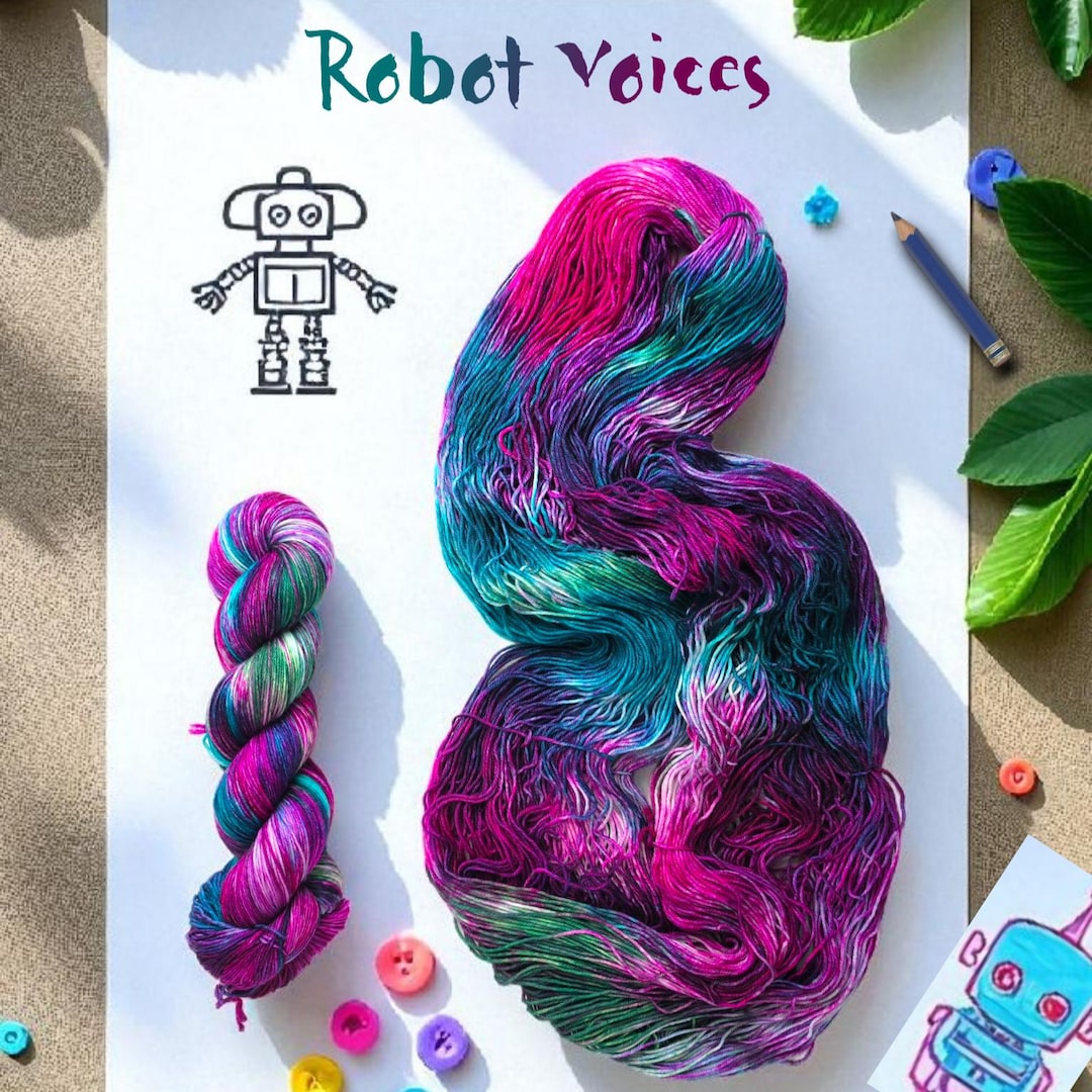 Robot Voices - Hand Dyed Yarn - Fingering Sport Dk Worsted Aran Bulky ...