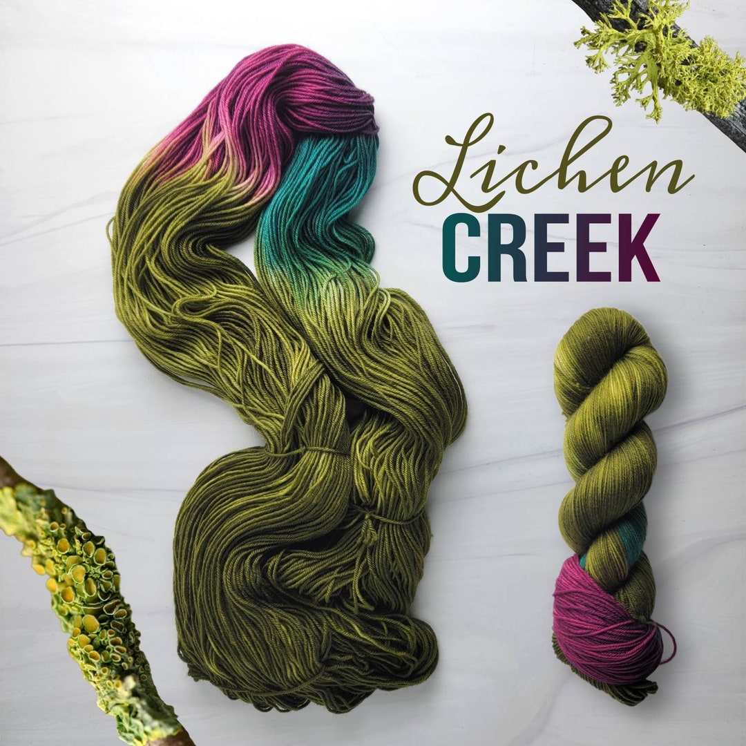 Variegated Assigned Pooling Yarn Hand Dyed - Lichen Creek - Fingering ...