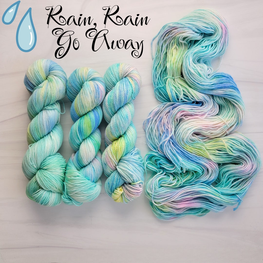 Rain Rain Go Away- Hand Dyed Variegated Yarn- Fingering Lace Worsted ...