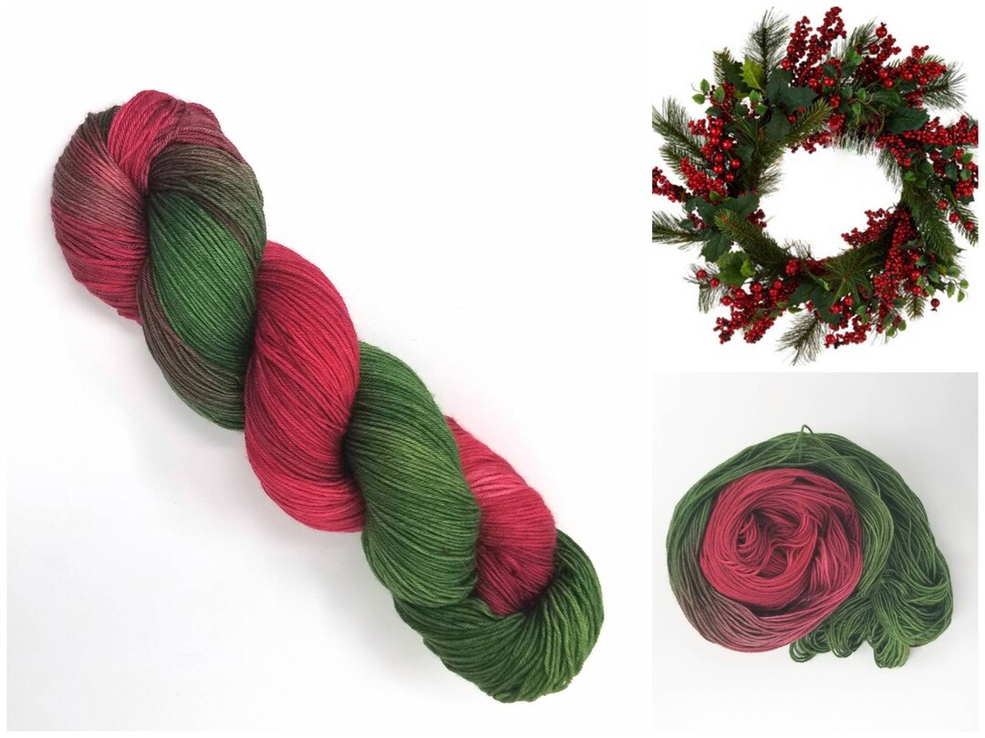 Holly Wreath - Hand Dyed Variegated Yarn- Choose Your Base - SW Merino ...