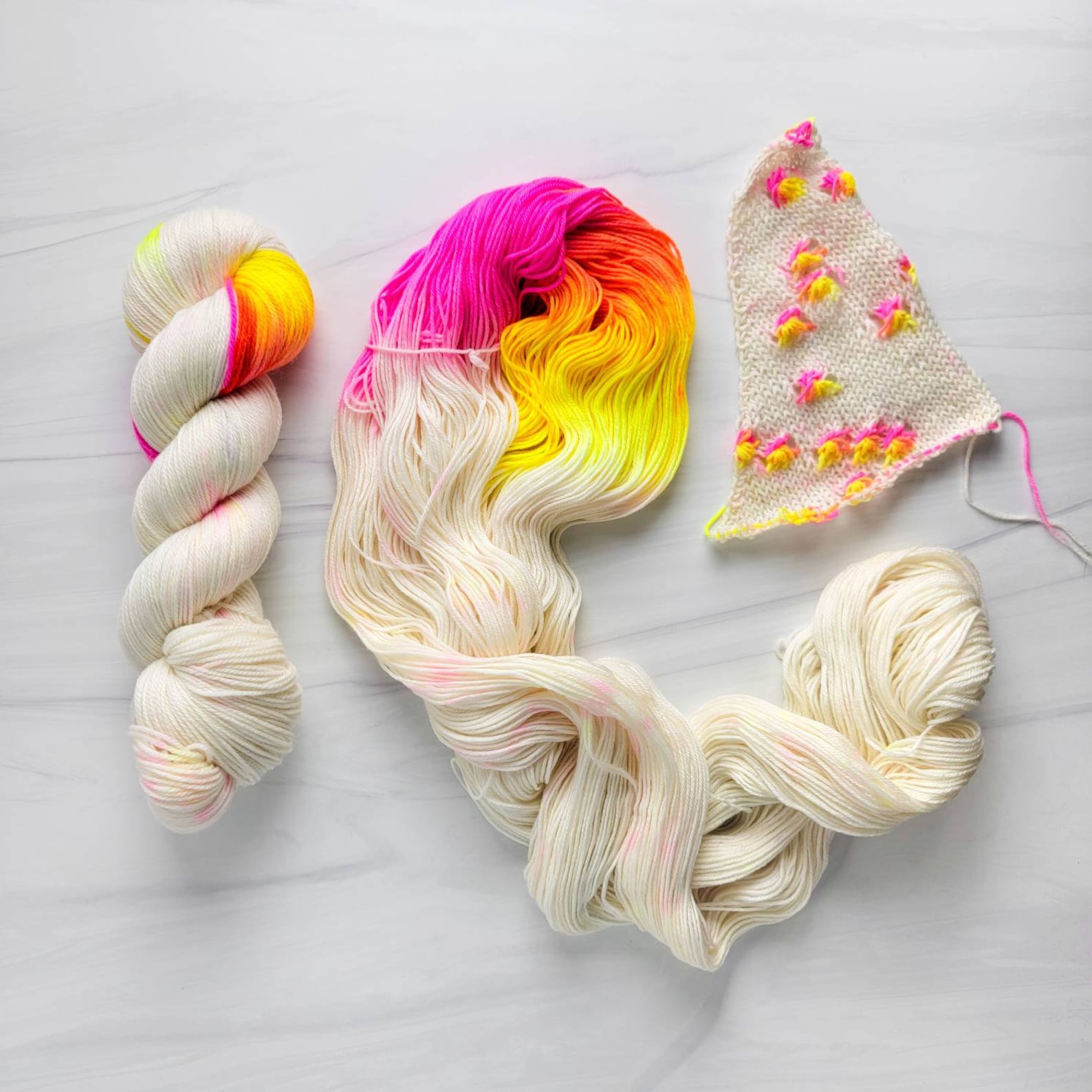 Neon Flowers Hand Dyed Assigned Color Pooling Yarn Lace Fingering ...