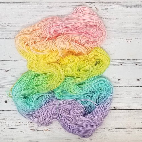 Pastel Rainbow Hand Dyed Variegated Yarn Fingering to - Etsy