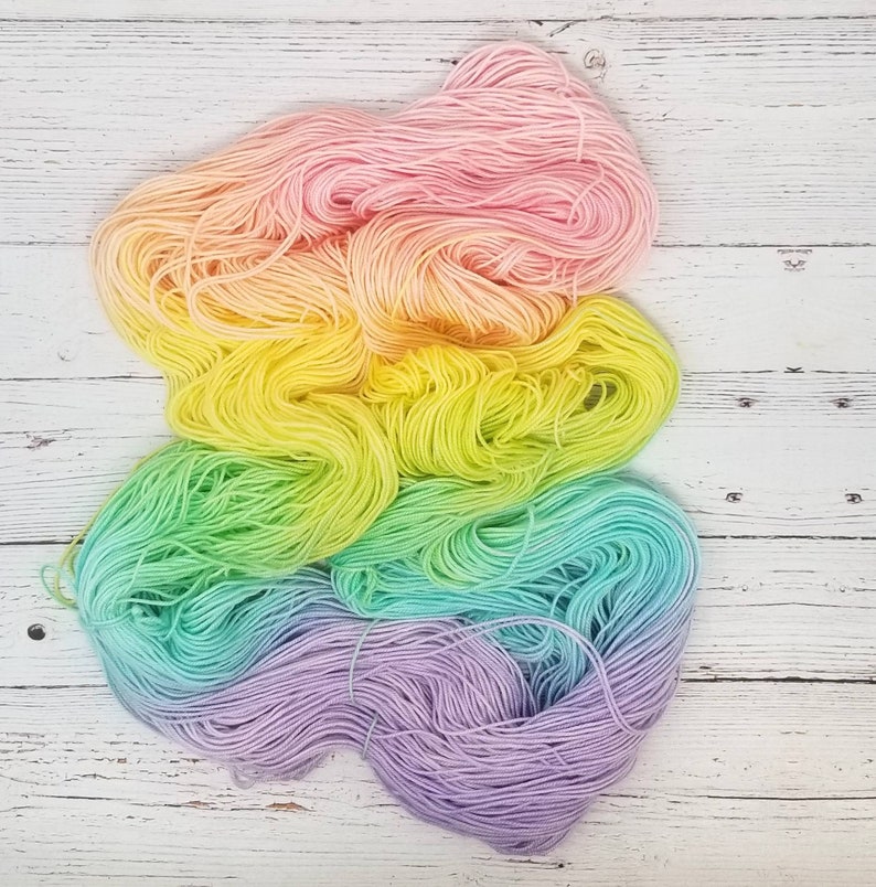 Pastel Rainbow Hand Dyed Variegated Yarn Fingering to - Etsy