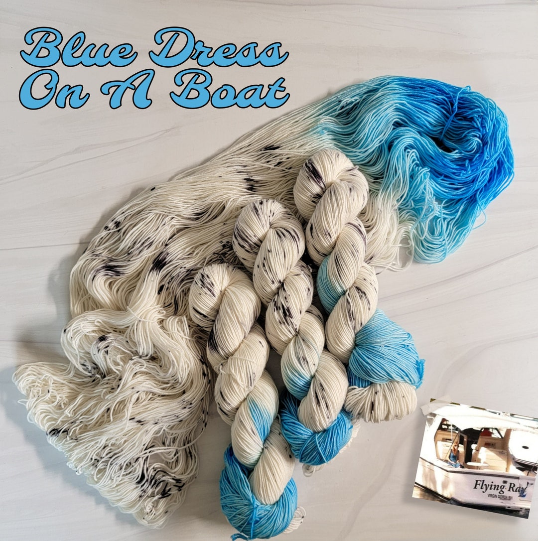 Blue Dress on A Boat - Hand Dyed Variegated Yarn - Fingering Worsted ...