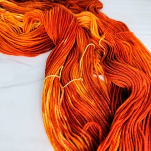 Fire - Hand Dyed Tonal Solid Yarn - Fingering to Worsted Weight Choose ...