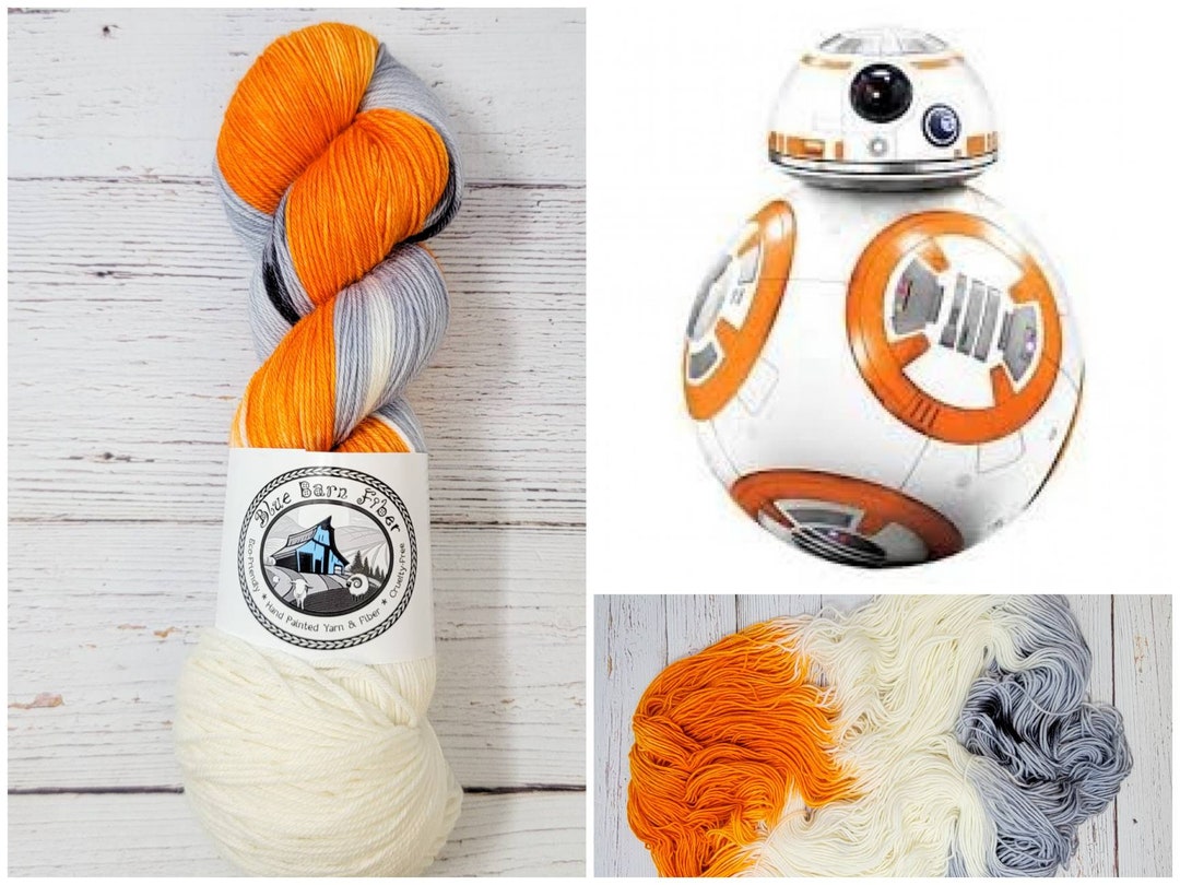 Orange Droid - Choose Your Base- Fingering Sock Dk Worsted Bulky Etc ...
