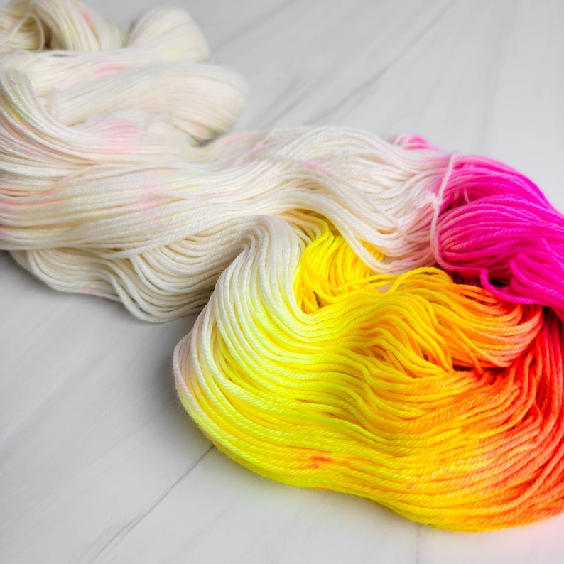 Neon Flowers Hand Dyed Assigned Color Pooling Yarn Lace - Etsy