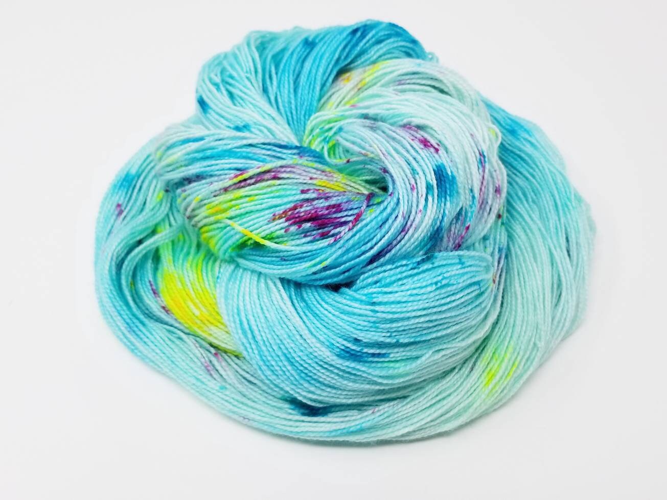 Tide Pools Hand Dyed Variegated spatter Yarn fingering to | Etsy