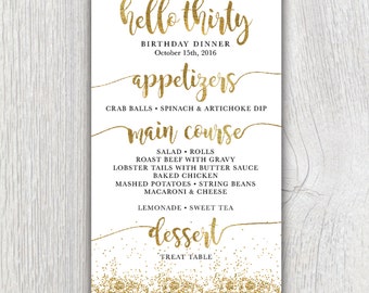 Gold Glitter Menu - Etsy