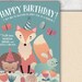 Printable Woodland Animals Birthday Greeting Card Correspondence Cards ...