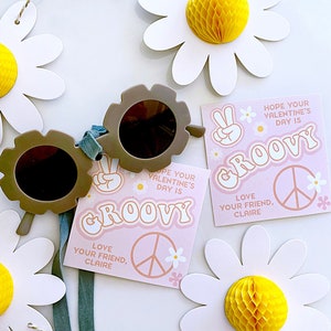 EDITABLE TEMPLATE Groovy Valentines Day Tags 60s 70s Peace Sign Retro ...