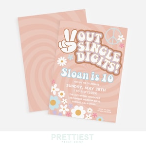 Peace Out Single Digits Birthday Invitation 10th Birthday - Etsy