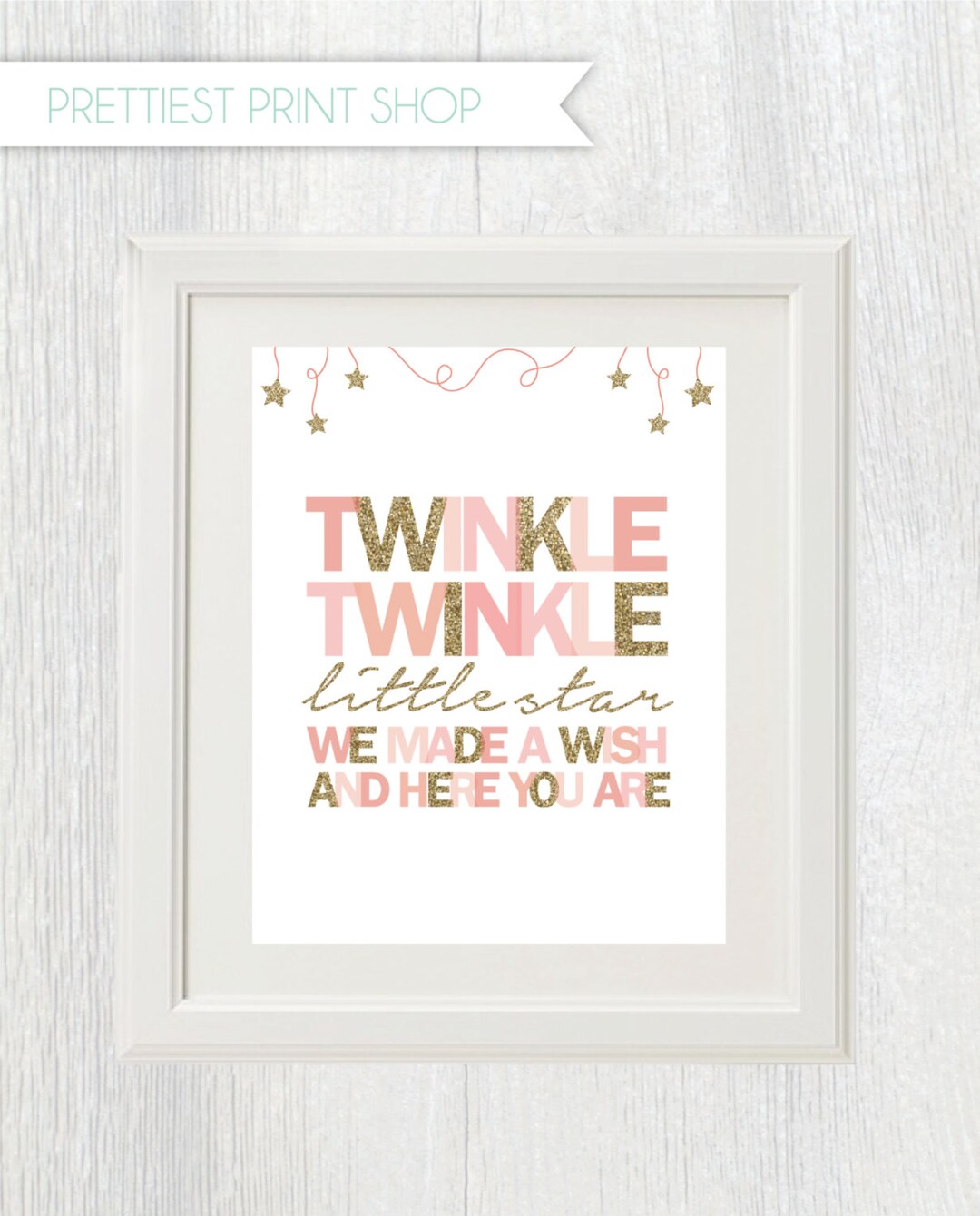 Printable Party Sign Girl Nursery Decor Twinkle Twinkle Little Star We ...