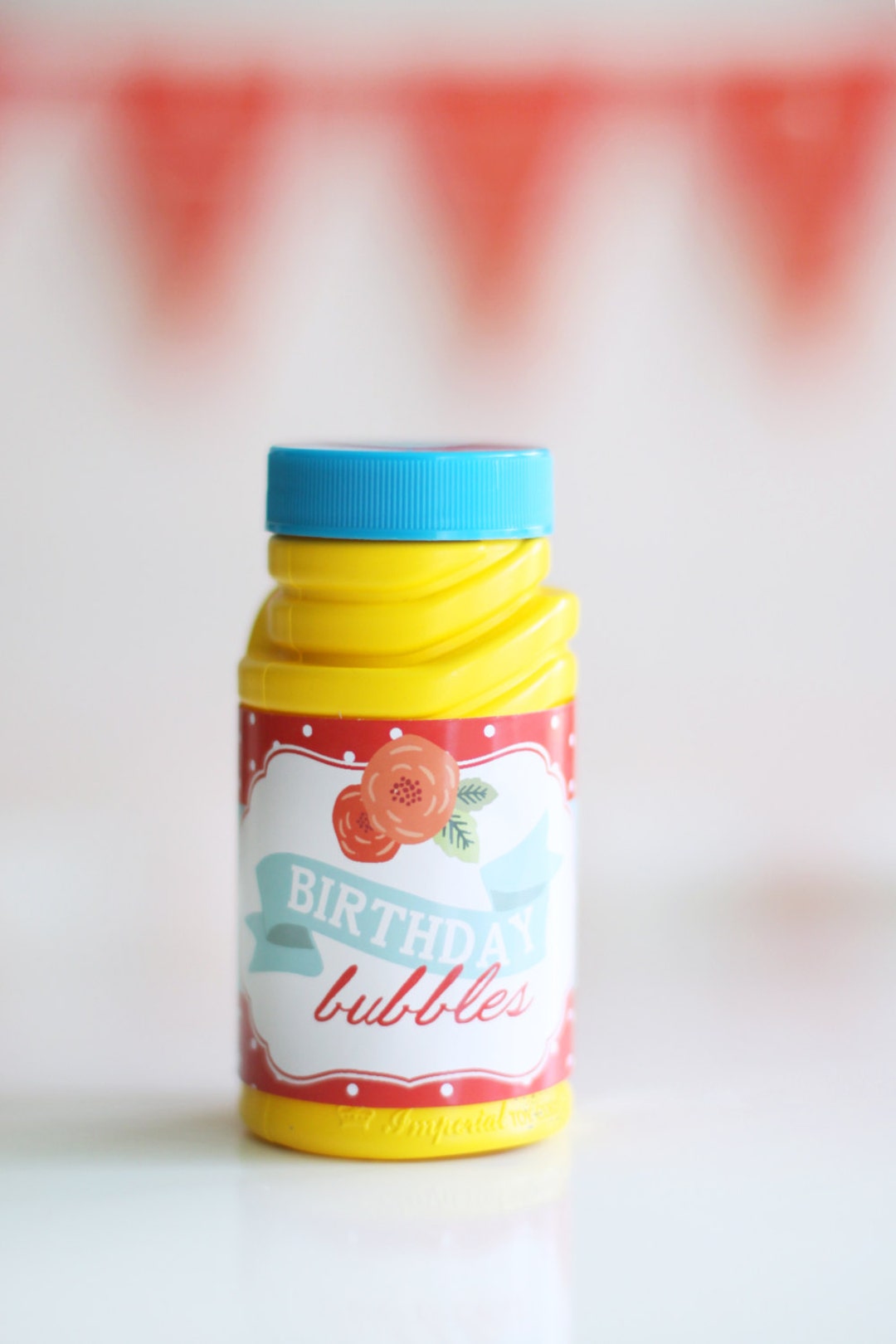 Printable Picnic Party Bubble Labels Party Favors Floral Gingham Polka ...