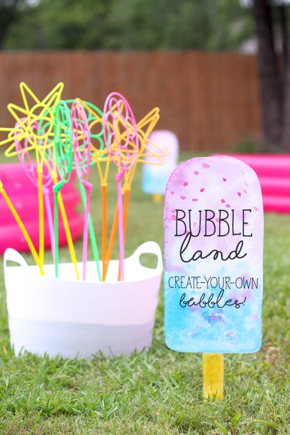 Printable popsicle signs - Bubble station sign - Two cool - Summer ...