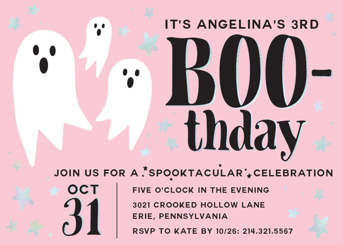 Pink Halloween Birthday Invitation Our Little BOO is Turning - Etsy