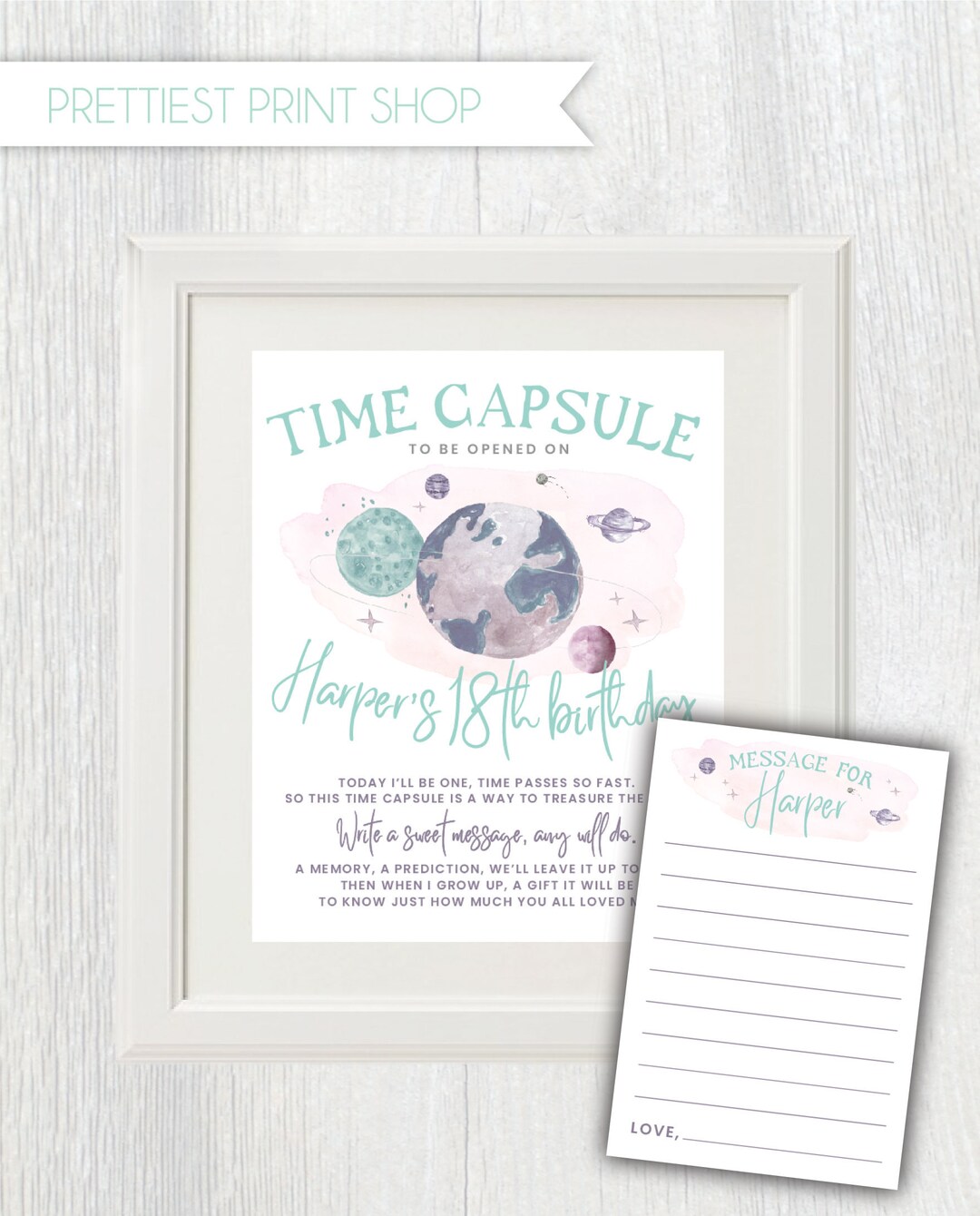 Printable Time Capsule Party Sign and Notecards First Trip Around the ...