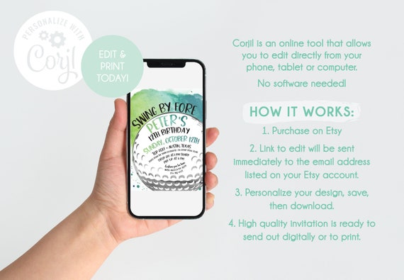 EDITABLE TEMPLATE - Golf birthday invitation - Top Golf party - Golf ...