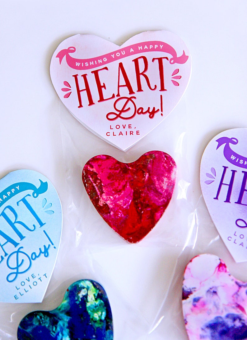 Printable Classroom Valentines Labels Happy Heart Day | Etsy