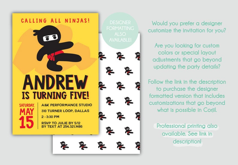 EDITABLE TEMPLATE Ninja Party Invitation Martial Arts - Etsy