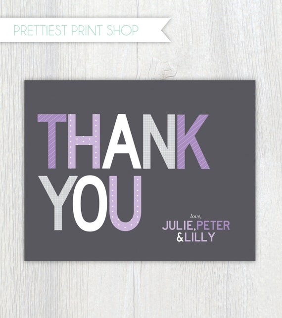 Printable thank you card - Baby Girl Shower - Baby Boy Shower - Chevron ...