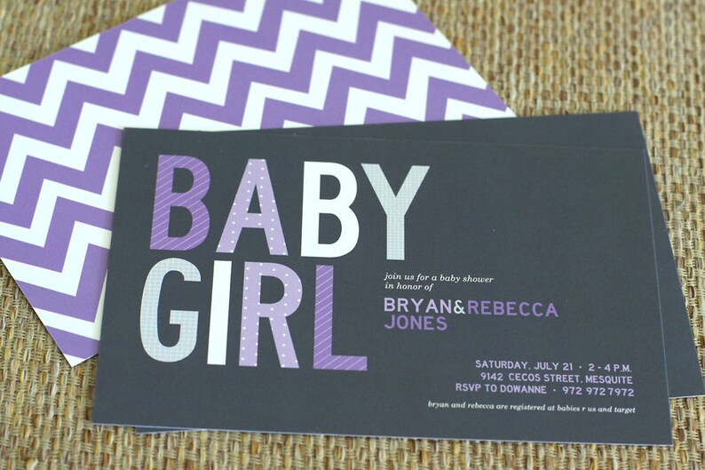 Printable Invitation Baby Girl Shower Chevron Polka Dot - Etsy