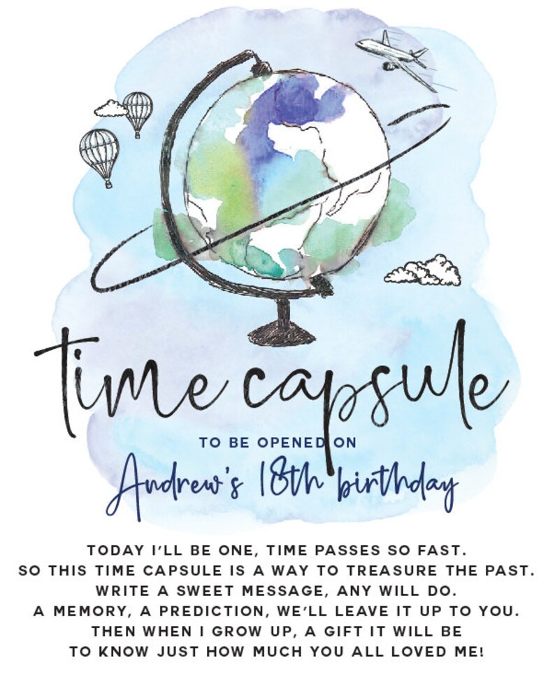 Printable Time Capsule Party Sign and Notecards What a - Etsy