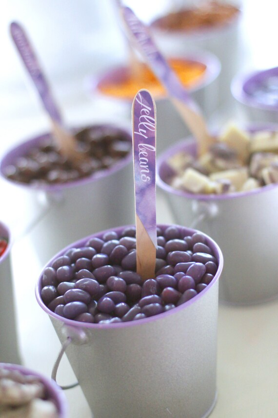 Printable utensil food labels - Purple watercolor - Pajamas and popcorn ...