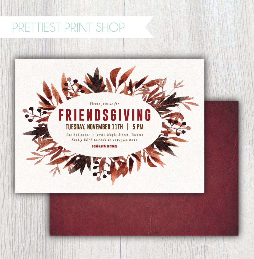 Printable Friendsgiving Invitation Thanksgiving Dinner Party Invitation ...