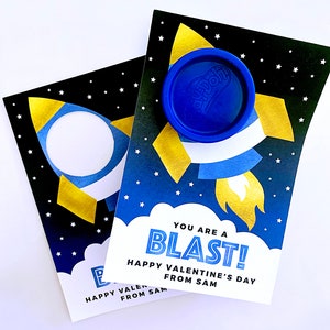 EDITABLE TEMPLATE Rocketship Classroom Valentine Tags Play Dough Labels ...
