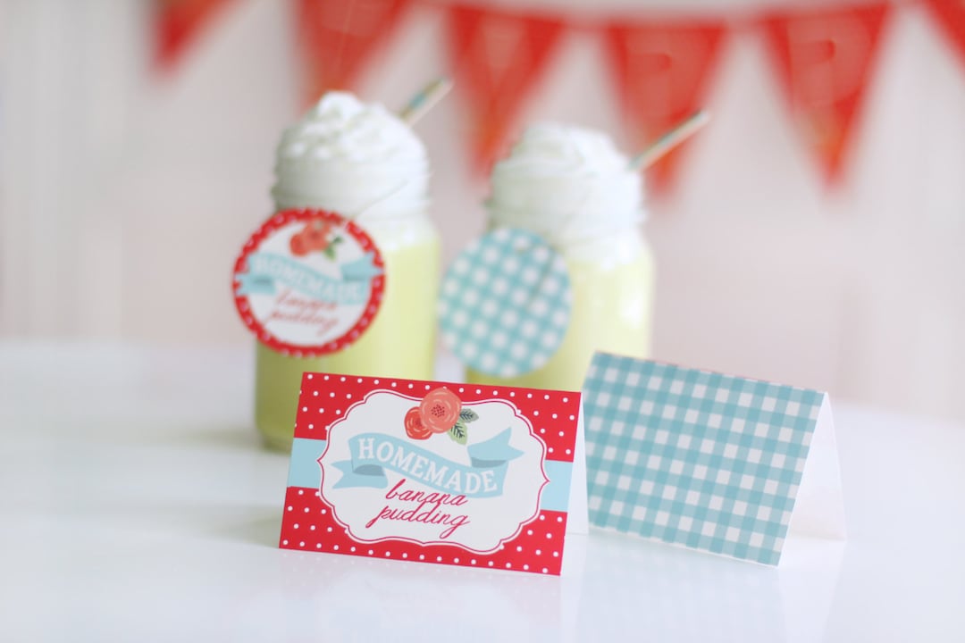 Printable Picnic Party Food Labels Party Favor Labels Food Tents Buffet ...