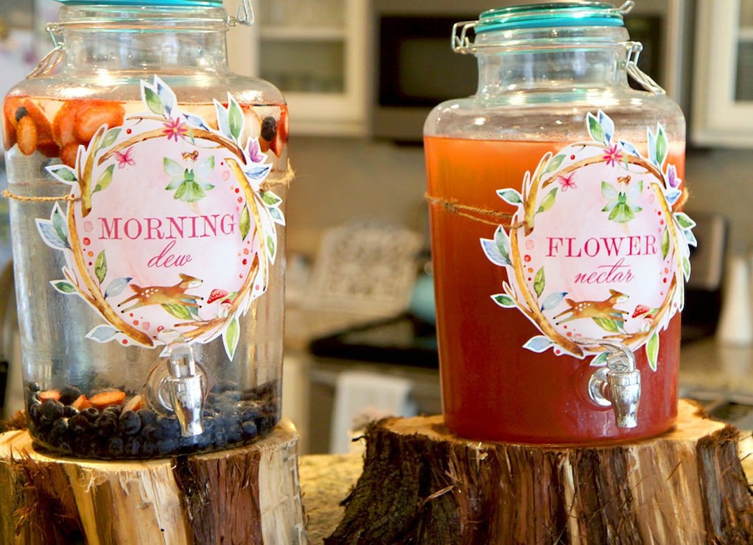Printable Woodland Fairy Drink Labels Morning Dew and Flower Nectar ...
