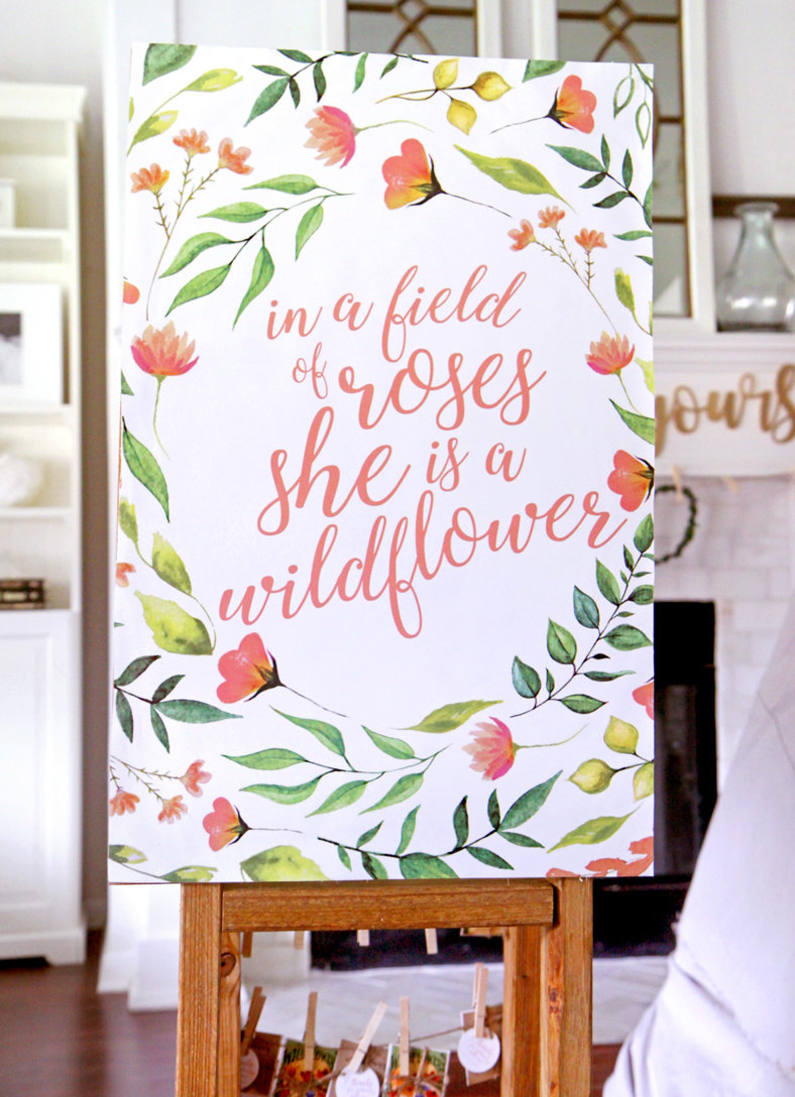 Printable in A Field of Roses She is a Wildflower Sign Boho Wildflower ...