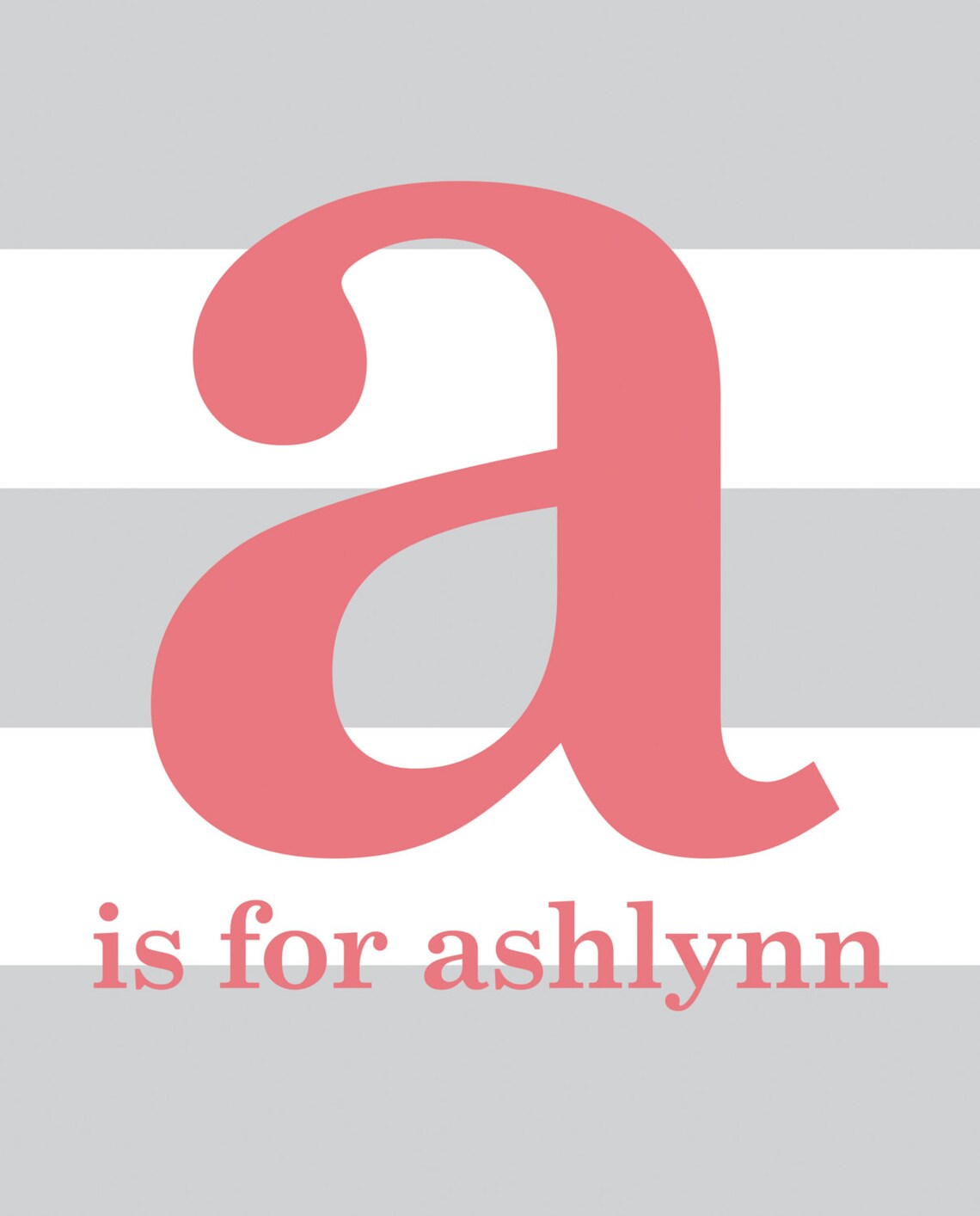 Printable Nursery Art Preppy Striped Initial and Name Baby - Etsy