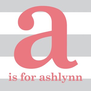 Printable Nursery Art Preppy Striped Initial and Name Baby Boy or Girl ...