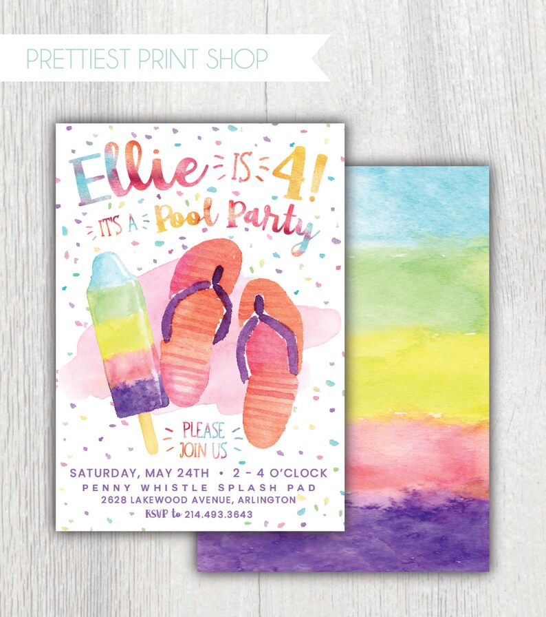 Printable Popsicle and Flip Flops Birthday Invitation Summer | Etsy