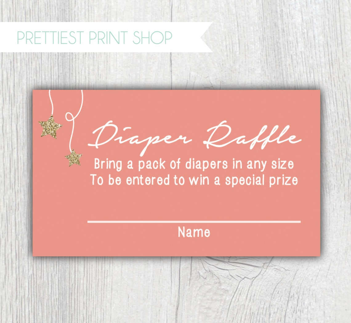 Printable Diaper Raffle Ticket Invitation Enclosure Twinkle | Etsy