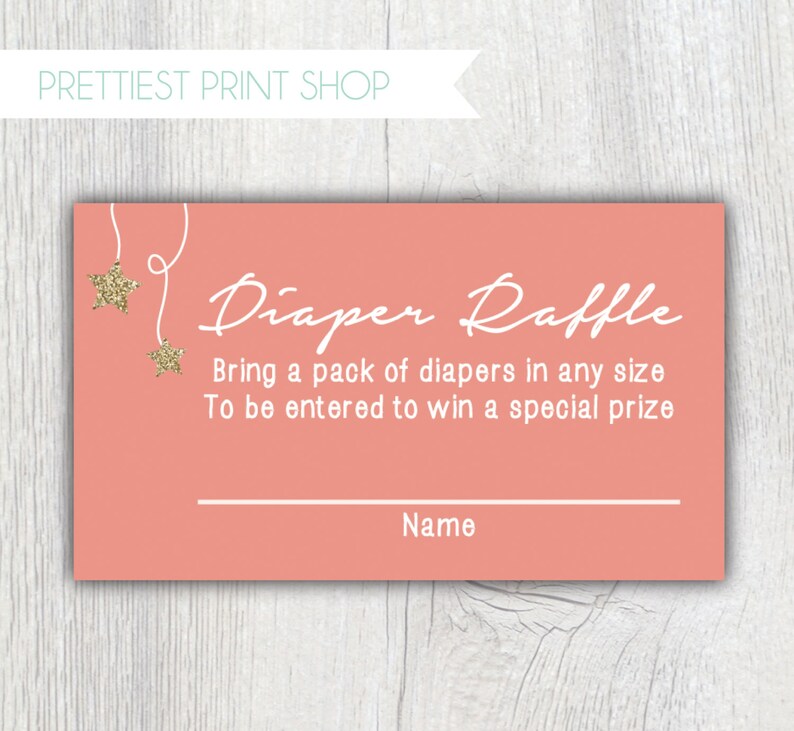 Printable Diaper Raffle Ticket Invitation Enclosure Twinkle - Etsy