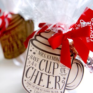 Teacher Christmas Gift Tag Cup of Cheer Coffee Mug Teacher Gift Tag ...