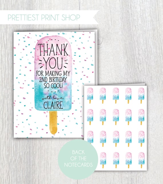 Printable Popsicle thank you cards - Two Cool birthday party - Popsicle ...