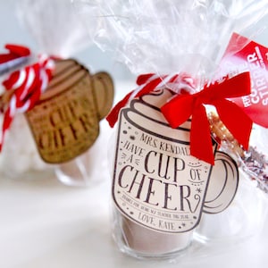 Teacher Christmas Gift Tag Cup of Cheer Coffee Mug Teacher Gift Tag ...