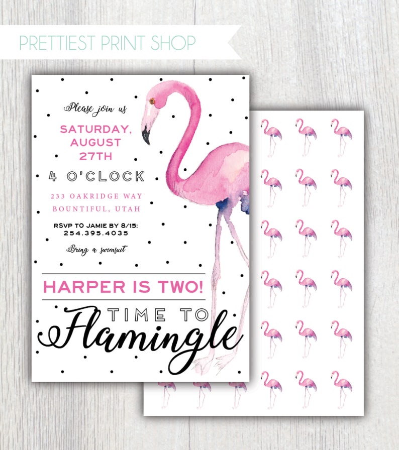 Printable Flamingo Birthday Invitation Let's Flamingle - Etsy