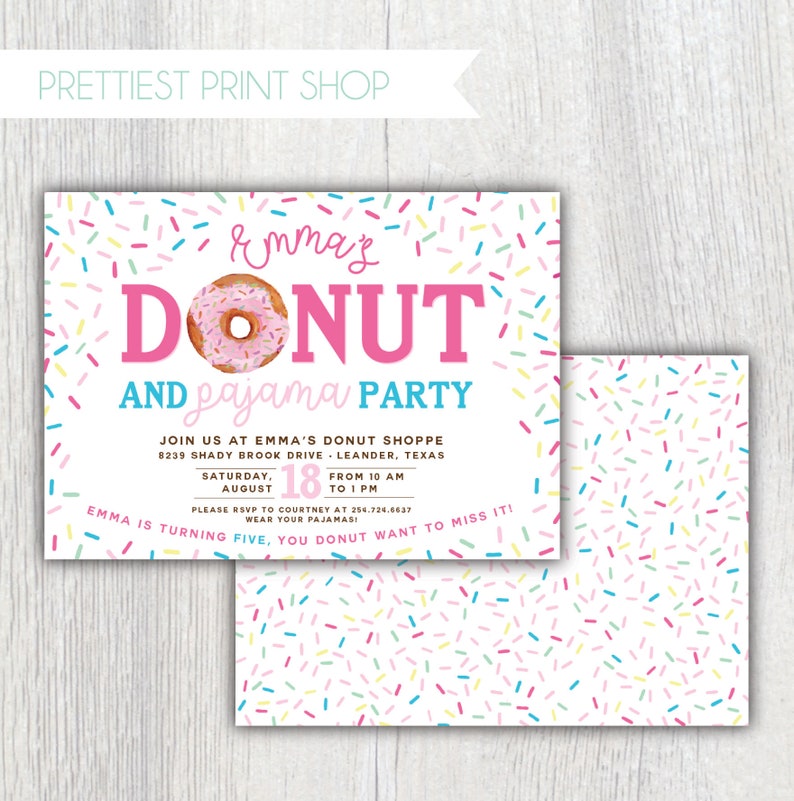 Printable Donut Invitation Pajama Party Donut Grow up - Etsy