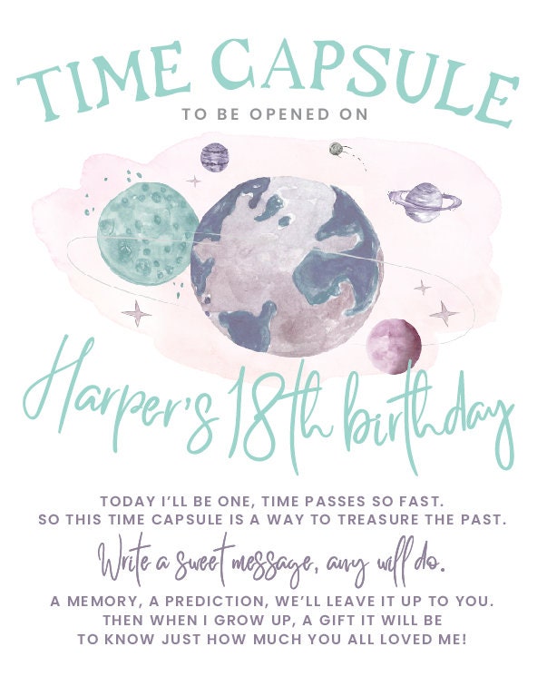 Printable Time Capsule Party Sign and Notecards First Trip - Etsy