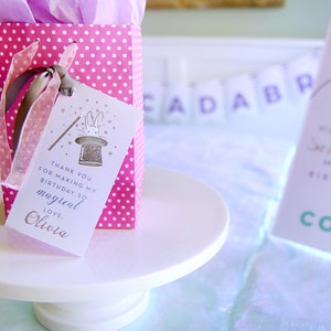 Magic Party Favor Tags Silver Glitter Pastels Magic Show Birthday Party ...