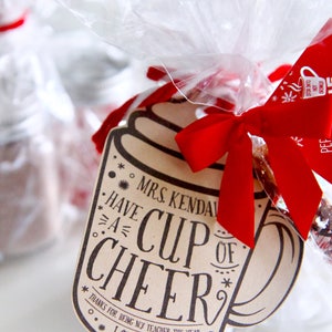 Teacher Christmas Gift Tag Cup of Cheer Coffee Mug Teacher Gift Tag ...