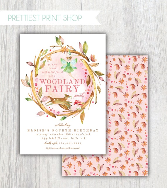 Printable Woodland Fairy birthday invitation - Autumn Fairy party ...