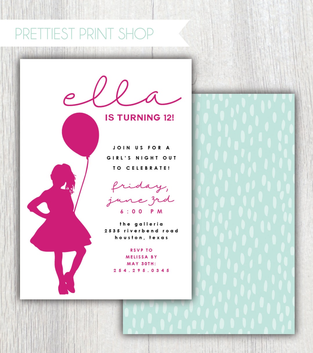 Printable Preteen Girl Birthday Invitation Girls Night Out Slumber ...