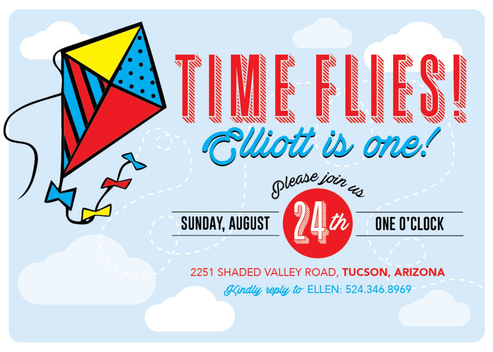 Printable Kite Invitation Time Flies First Birthday Boy | Etsy